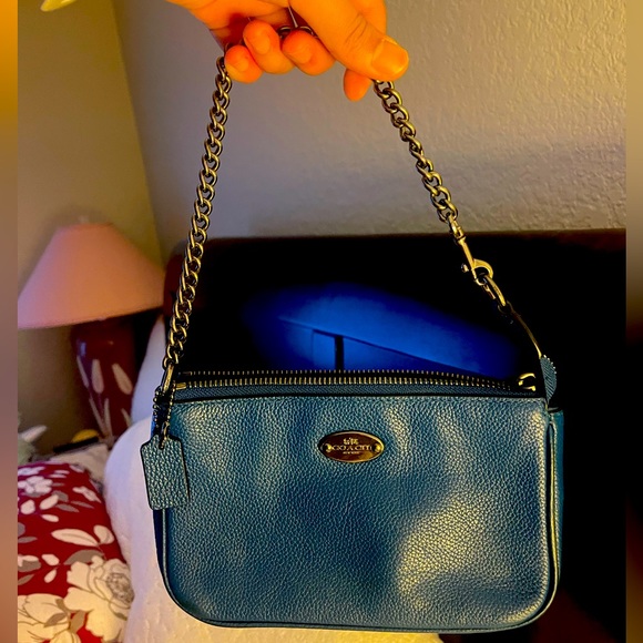 Coach | Bags | Coach Blue Leather Mini Pochette | Poshmark